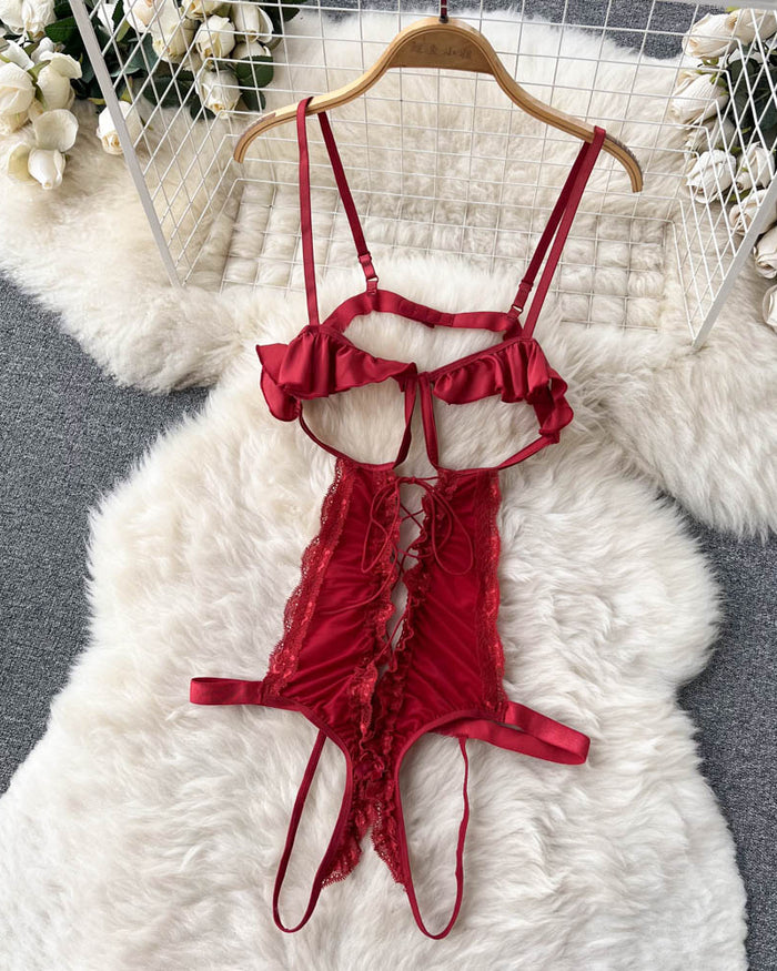 Spicy Lace One Piece Satin Lingerie